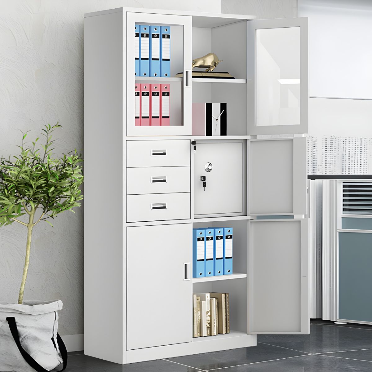 2-Door metallic office cabinet with safe - Tamco | Cabinets