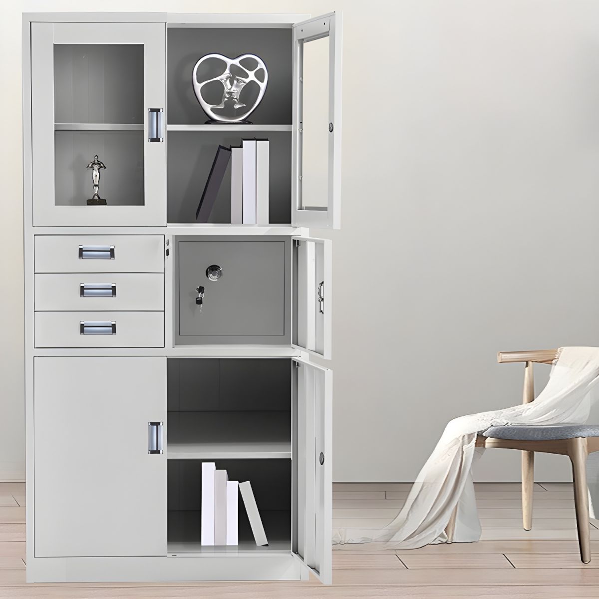 2-Door metallic office cabinet with safe - Tamco | Cabinets