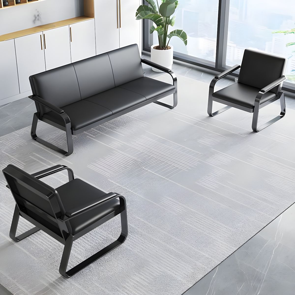 5-Seater Leather Reception Sofa - Tamco - office sofas
