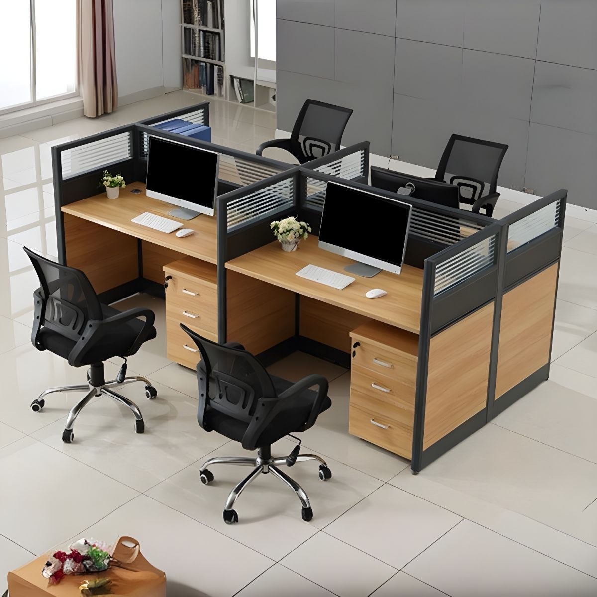 Modern 4-Way Office Workstation - Tamco - Furniture store