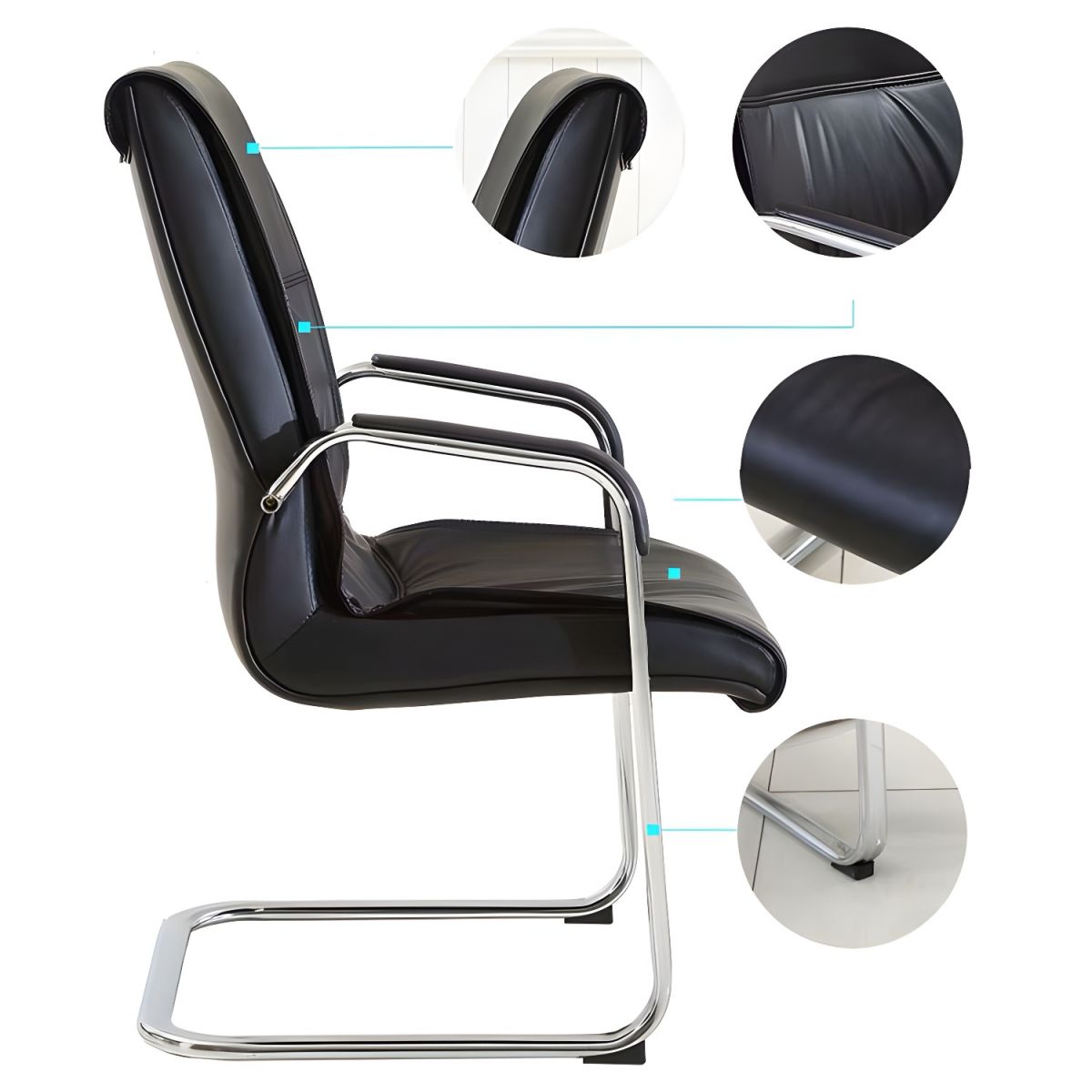 Modern Leather and Metal Desk Chair - Tamco - office seats