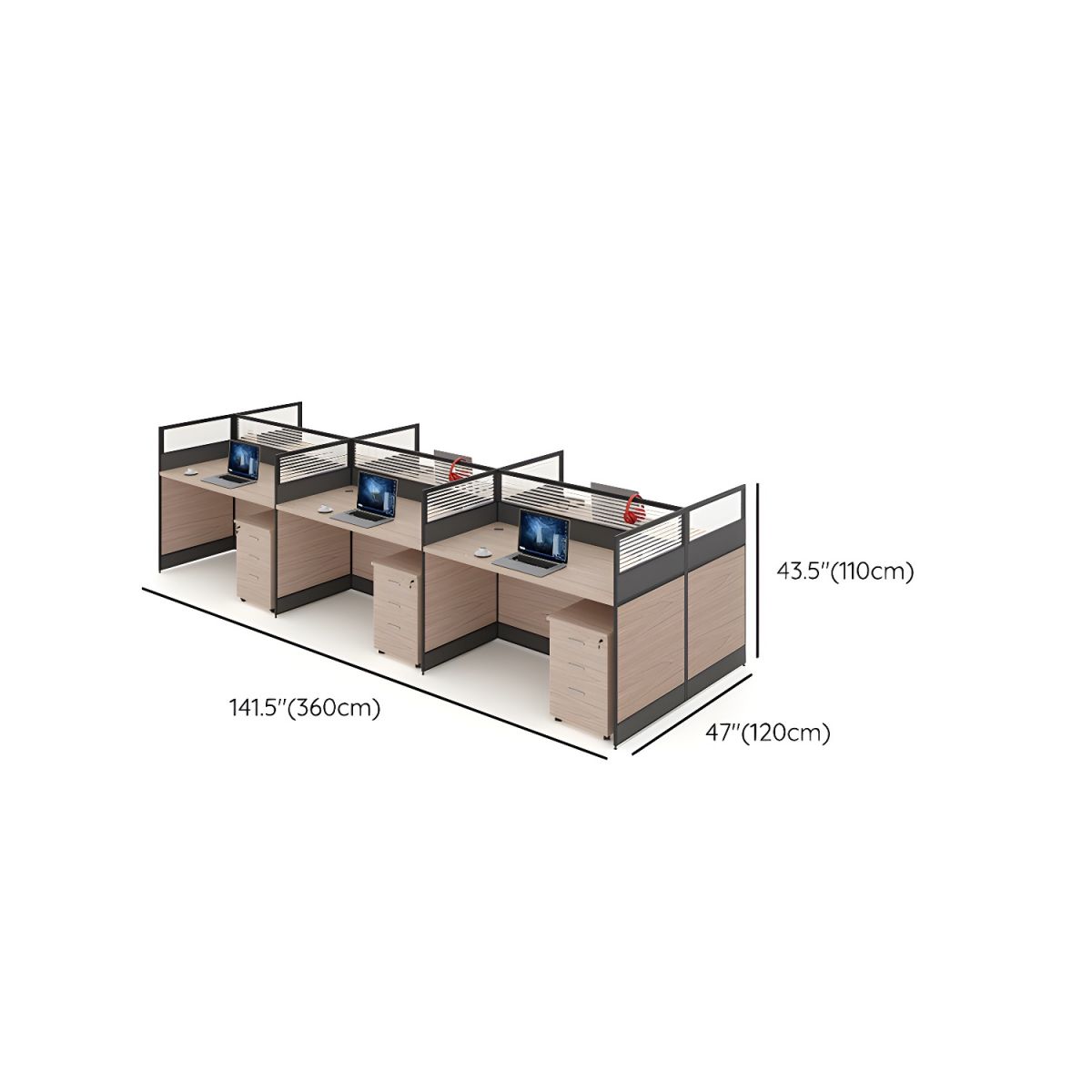 Six way open-view office workstation - Tamco | Office desks