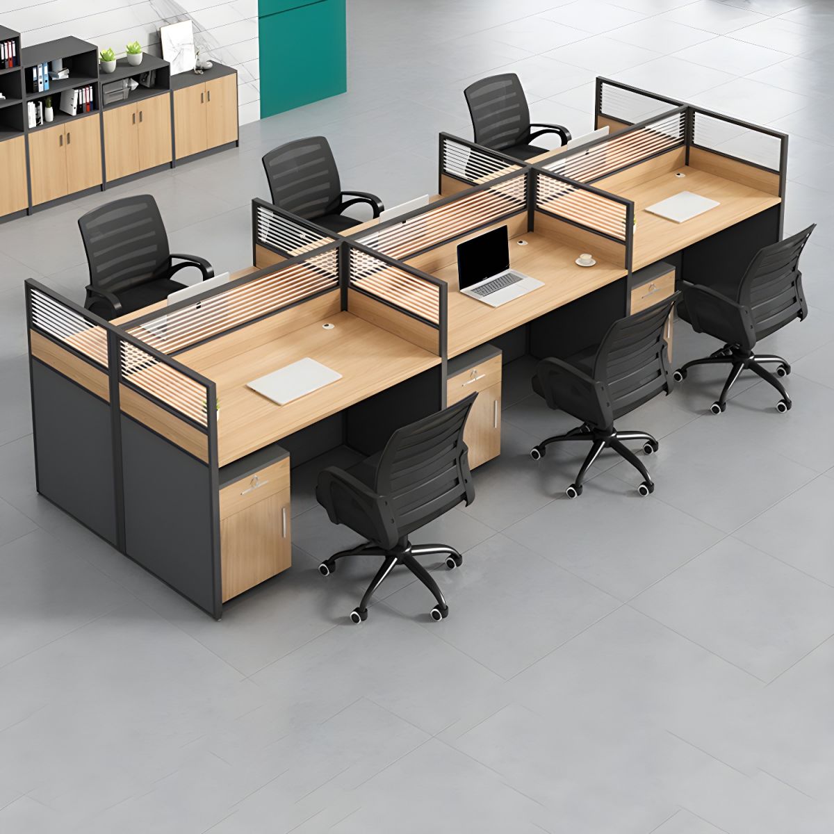 Six way open-view office workstation - Tamco | Office desks