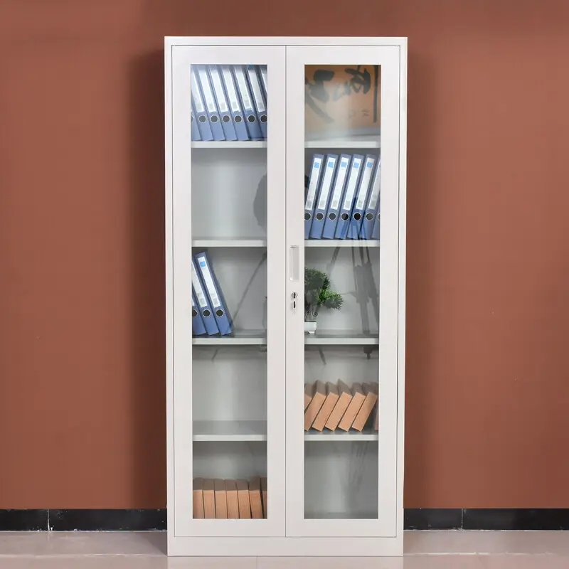 knock down office furniture glass door book shelf metal cupboard - Tamco